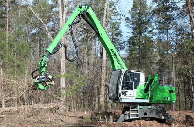 Experience the Precision and Power of the SENNEBOGEN 718 Tree-Removal Machine
